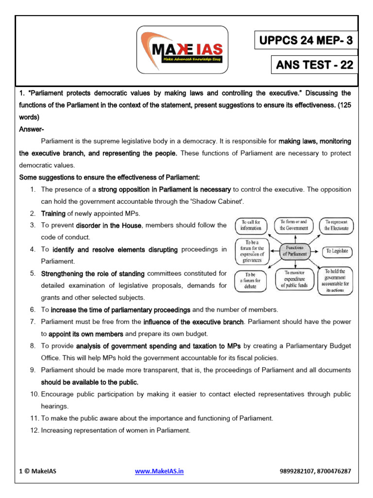 Uppcs 2024 Mep 3 (Eng) (Ans - 22) | PDF | Governance | Government