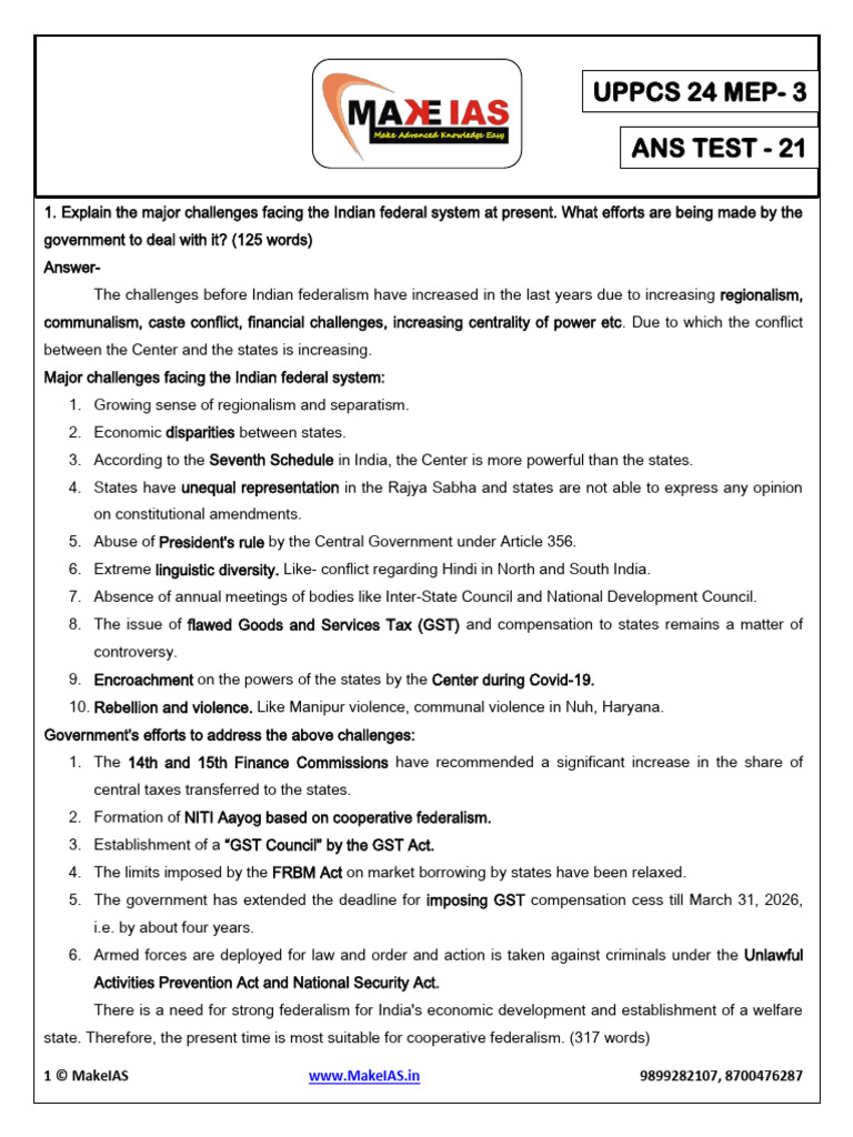 Uppcs 2024 Mep 3 (Eng) (Ans - 21) | PDF | Alternative Dispute Resolution | Separation Of Powers