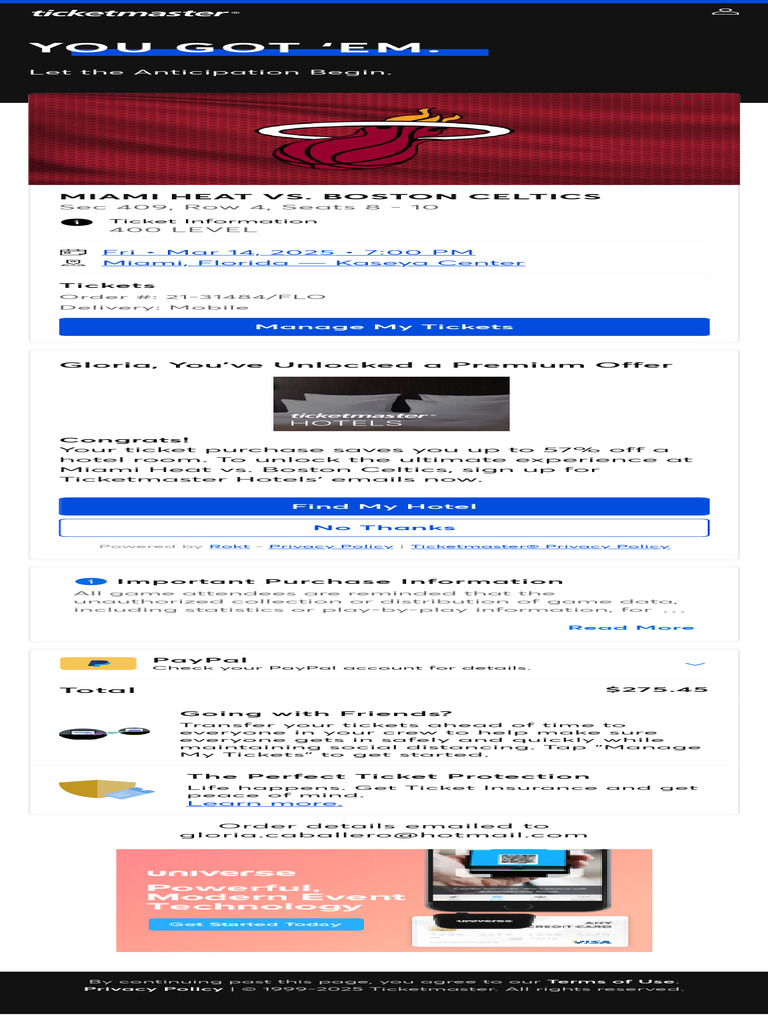Ticketmaster Checkout Confirmation | PDF