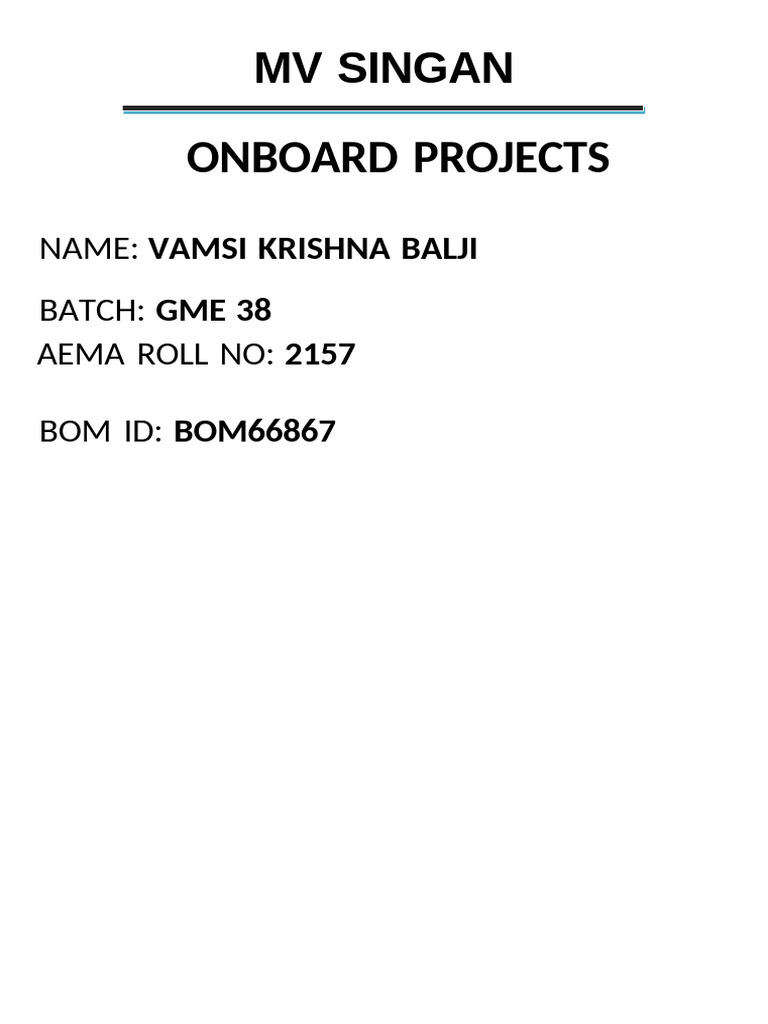 Onboard Project - VAMSI KRISHNA BALJI | PDF