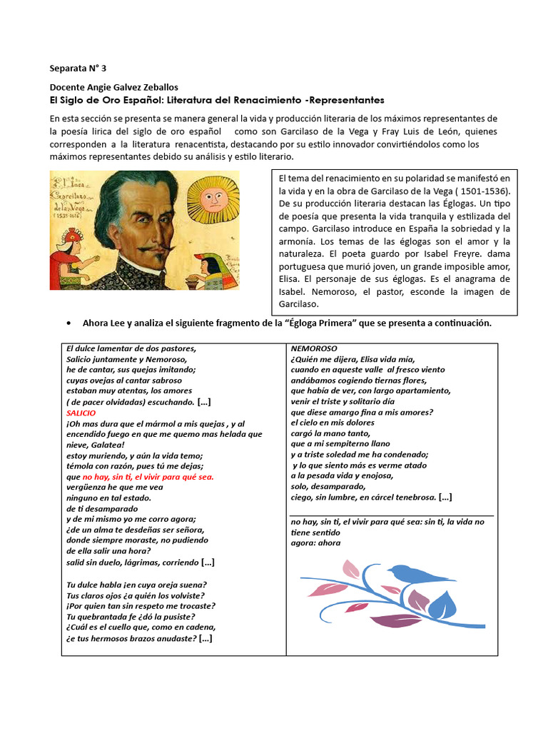 Poesía del Siglo de Oro Español: Garcilaso y León | PDF | Poesía ...