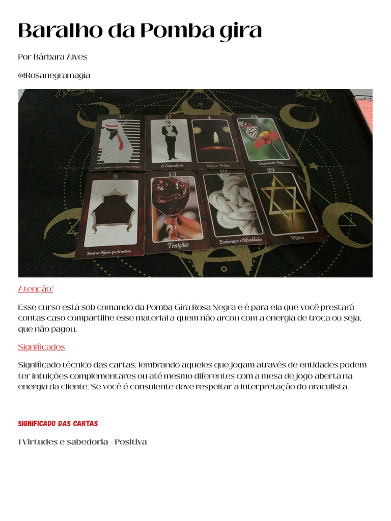 Baralho Da Pomba Gira PDF | PDF | Amor | Dinheiro