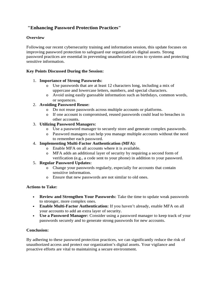 Password Protection Best Practices | PDF