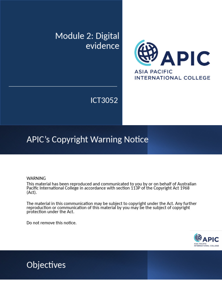 Lecture 2 APIC 1.2.3 | PDF | Digital Forensics | Verification And Validation