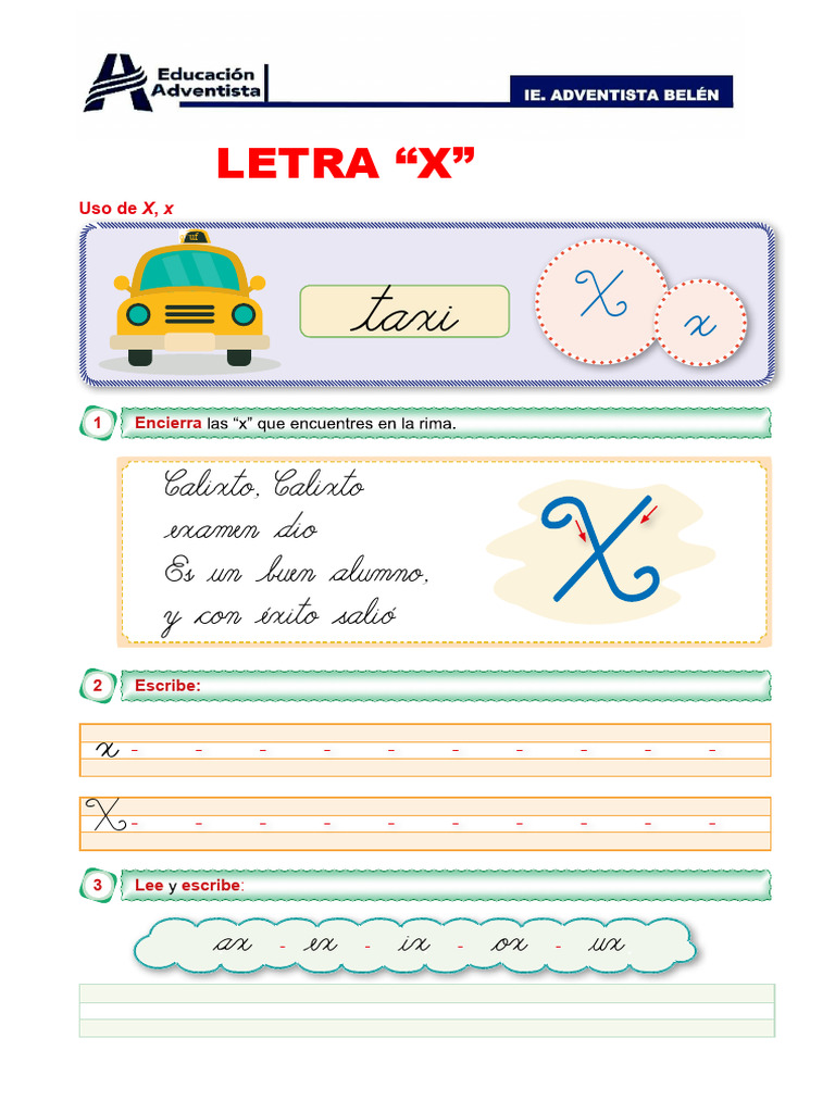 Actividades educativas con la letra X | PDF
