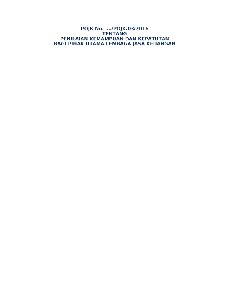 Penilaian Kemampuan Kepatutan Pihak Utama LJK | PDF