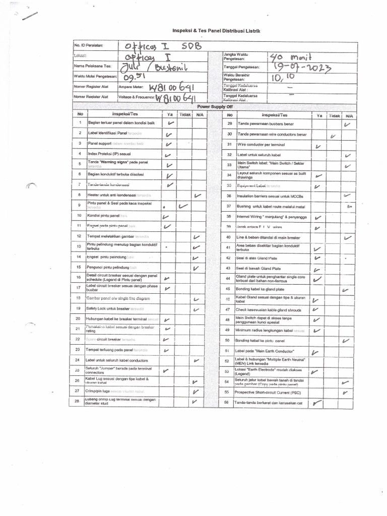 Inspeksi Dan Tes Panel Distribusi Listrik | PDF