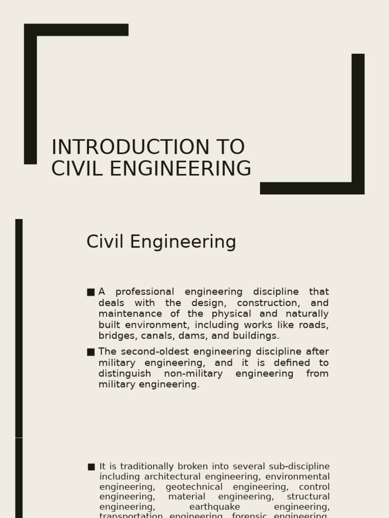 Overview of Civil Engineering Basics | PDF | Civil Engineering ...