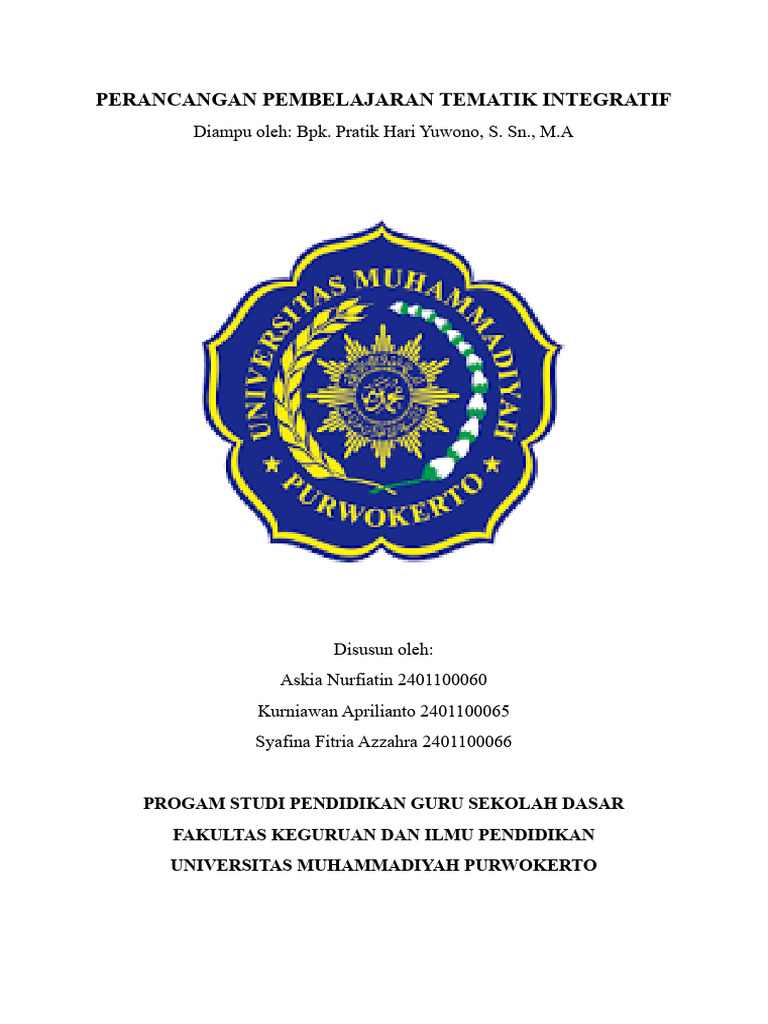 PERANCANGAN PEMBELAJARAN TEMATIK INTEGRATIF | PDF