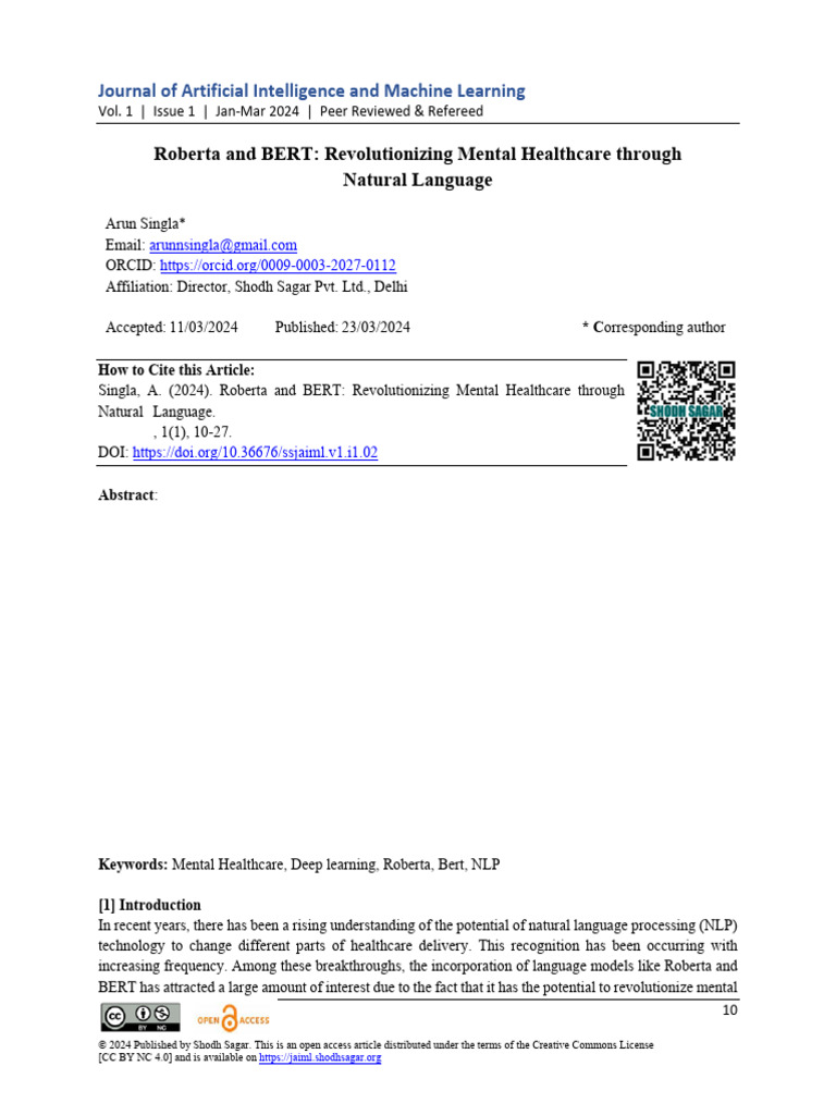 Roberta and BERT Revolutionizing Mental Healthcare | PDF | Deep ...