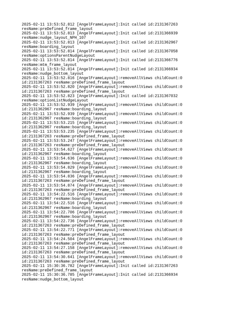 AngelFrameLayout Initialization Logs | PDF