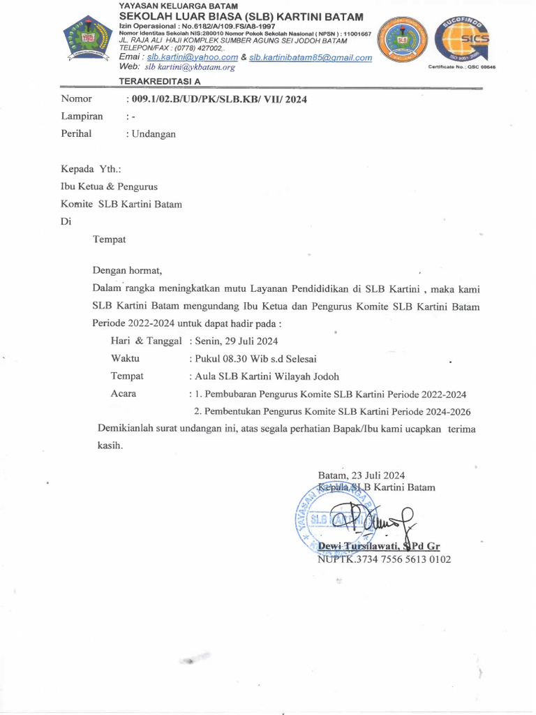 1.2 - Undangan Pengurus Komite SLB Kartini Batam - Juli 2024 - REV - OK ...