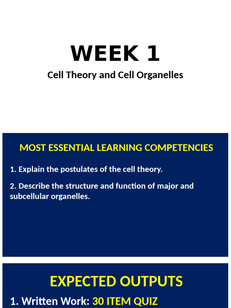 Week 1 Cell Theory and Structure | PDF | Organelle | Cell (Biology)