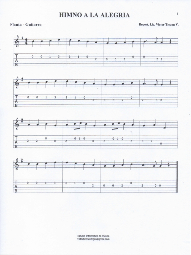 HIMNO A LA ALEGRIA GUITARRA (1) | PDF