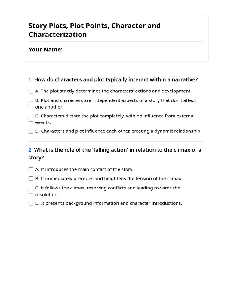 Story Plots Plot Points Character and Characterization | PDF | Narration | Narrative