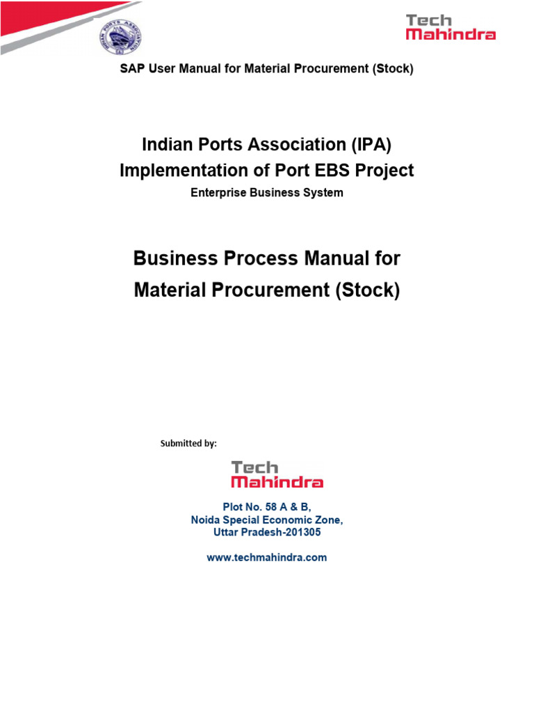 SAP Material Procurement User Manual | PDF | Menu (Computing) | Logistics