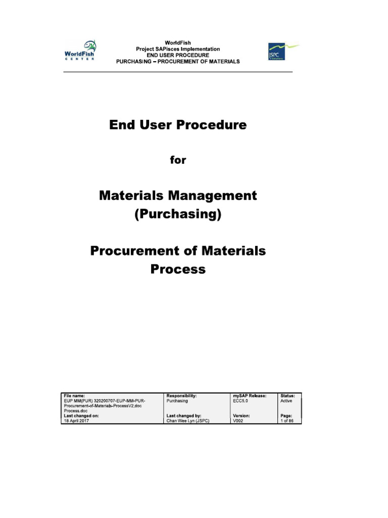 END USER PURCHASING - Procurement of Materials | PDF