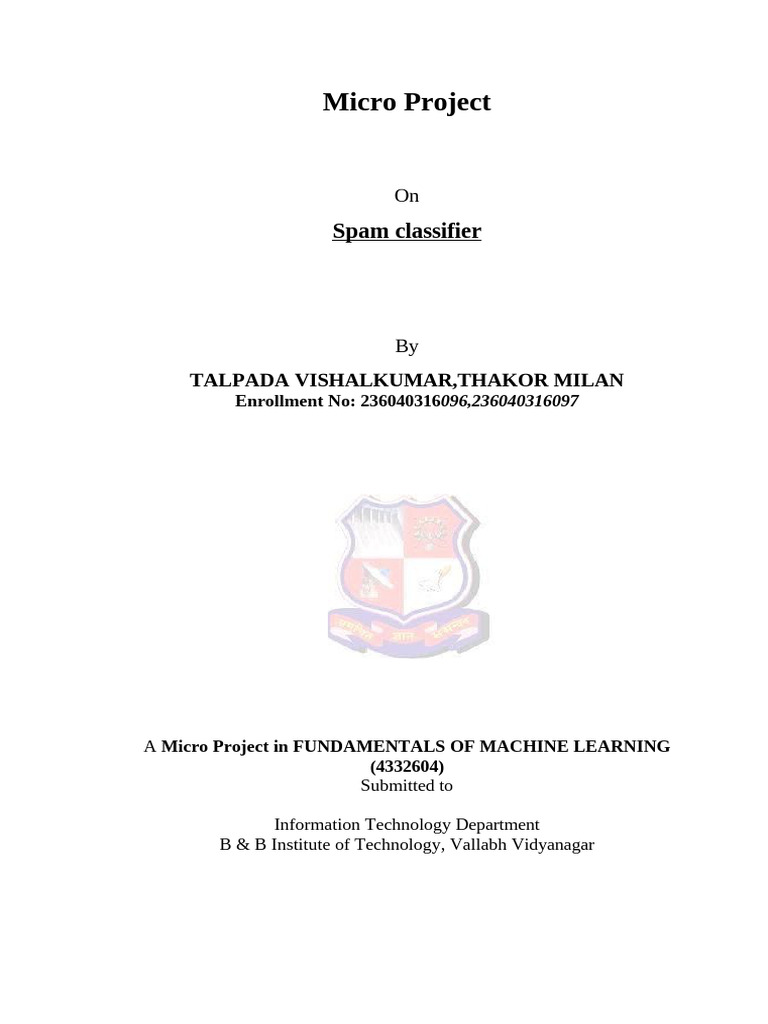 Vishal FOML Micro Project Vishal & Milan | PDF | Machine Learning | Email Spam