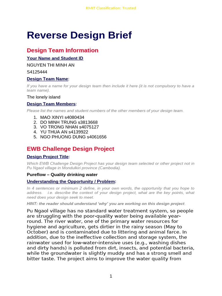 Water Filtration Design for Pu Ngaol Village | PDF | Water | Earth Sciences