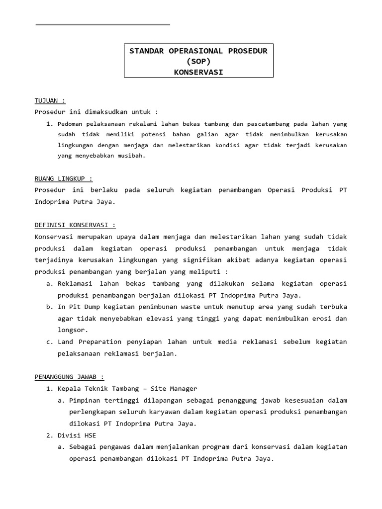 15. SOP Konservasi | PDF