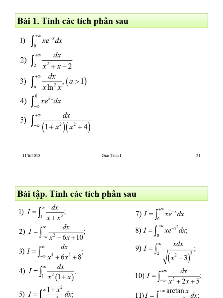 BT tích phân suy rộng | PDF
