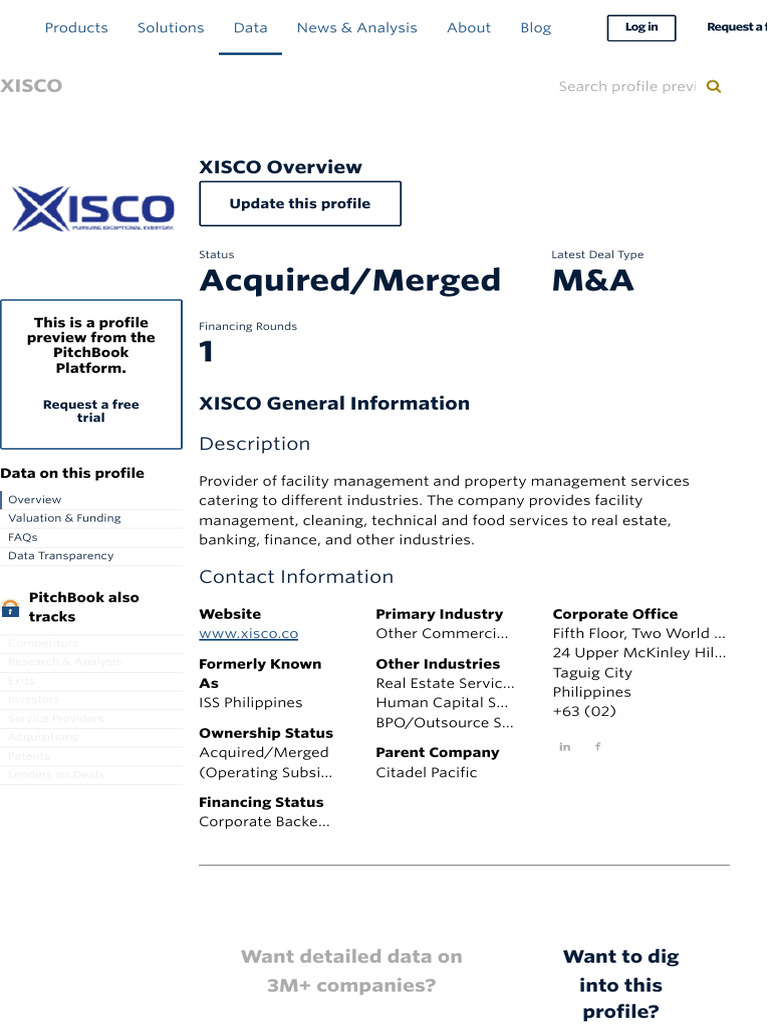 XISCO Company Profile 2025: Valuation, Investors, Acquisition - PitchBook | PDF | Mergers And ...