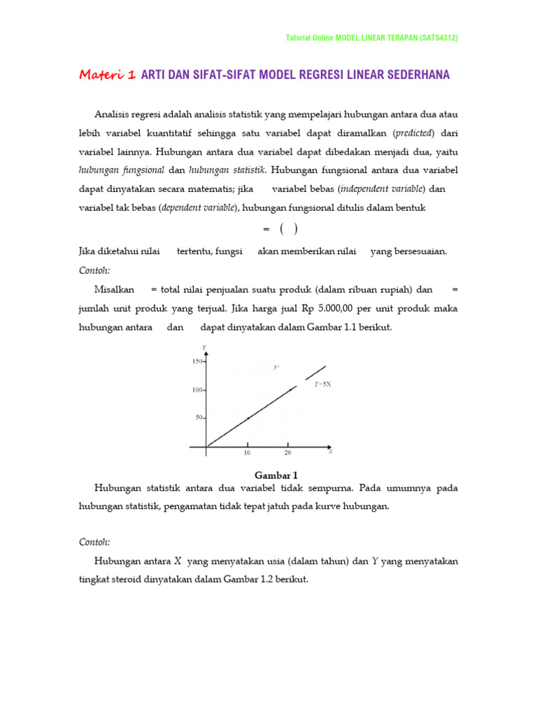 Panduan Model Regresi Linear Sederhana | PDF