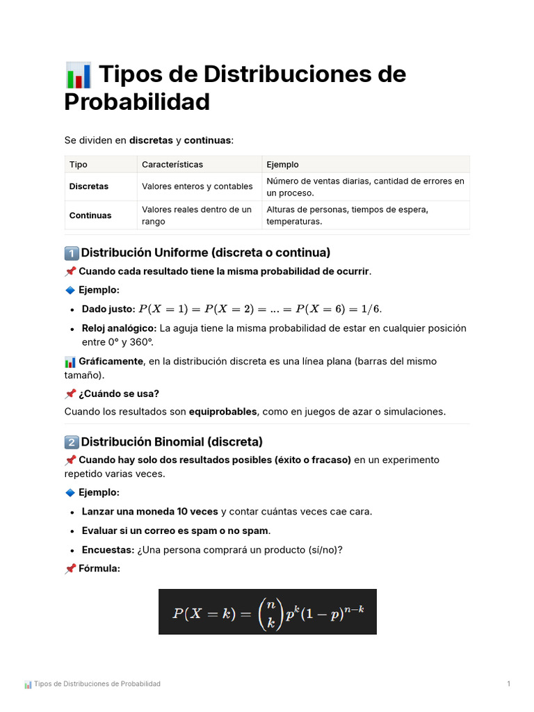 Tipos de Distribuciones de Probabilidad | PDF | Probabilidad ...