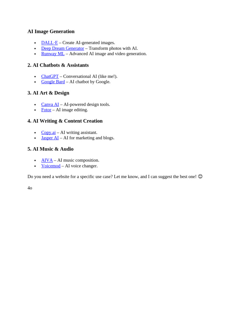 Links For AI Sites | PDF