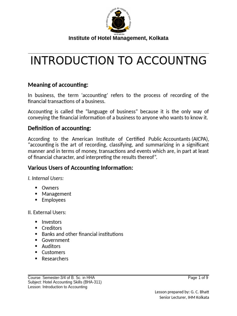 1840 Introduction To Accounting | PDF | Debits And Credits | Business