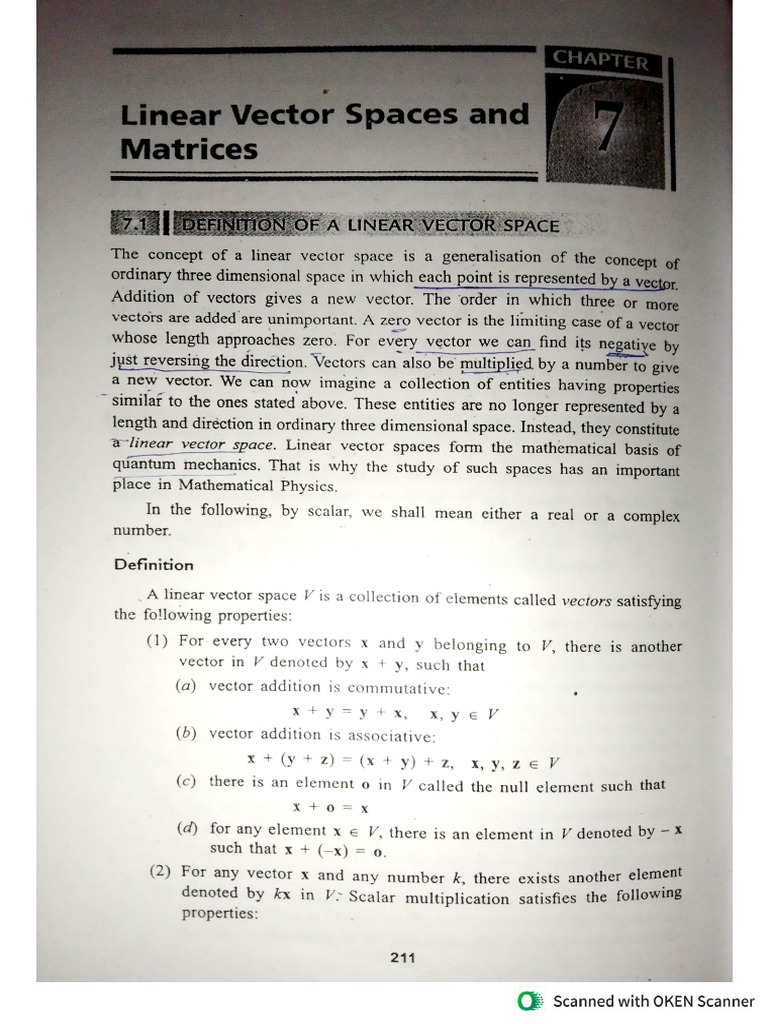 Linear Vector Spaces | PDF