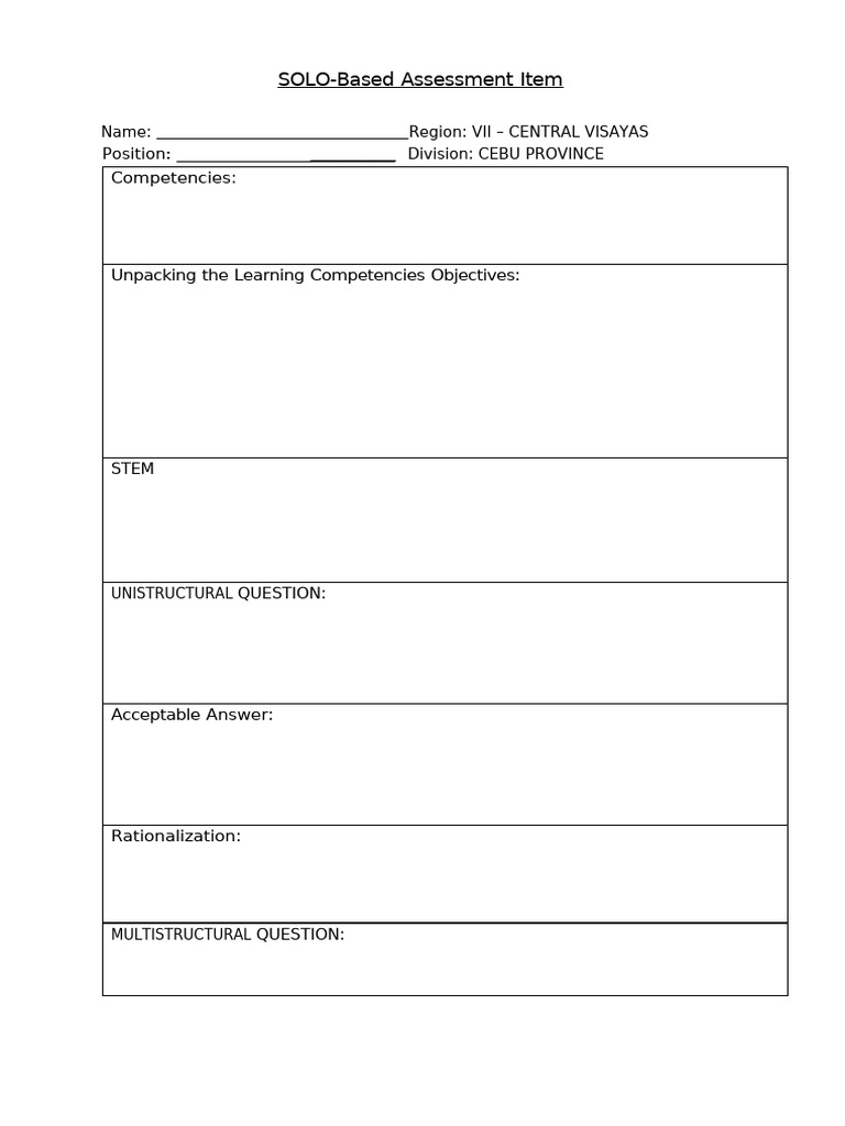s5 - Solo-Based Assessment Template | PDF