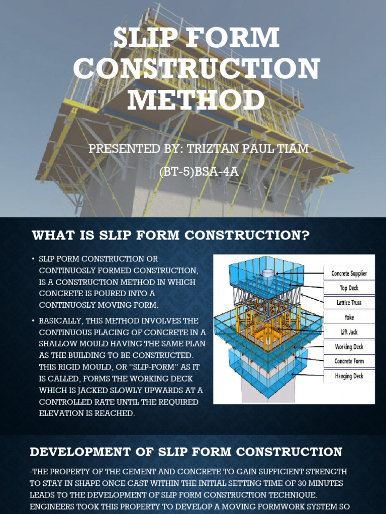Slip Form Construction Overview | PDF | Concrete | Building Materials