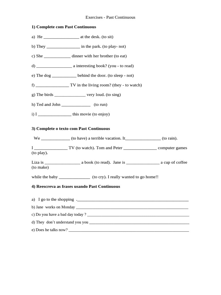 Past Continuous-Exerc-23 | PDF