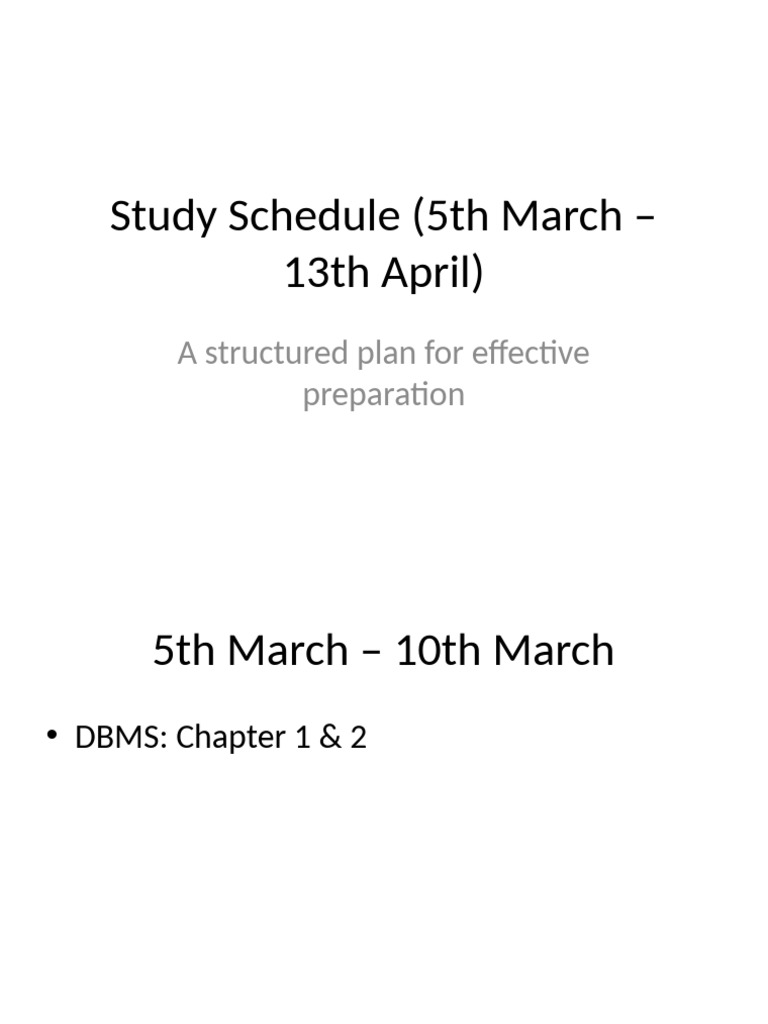 Study Schedule | PDF