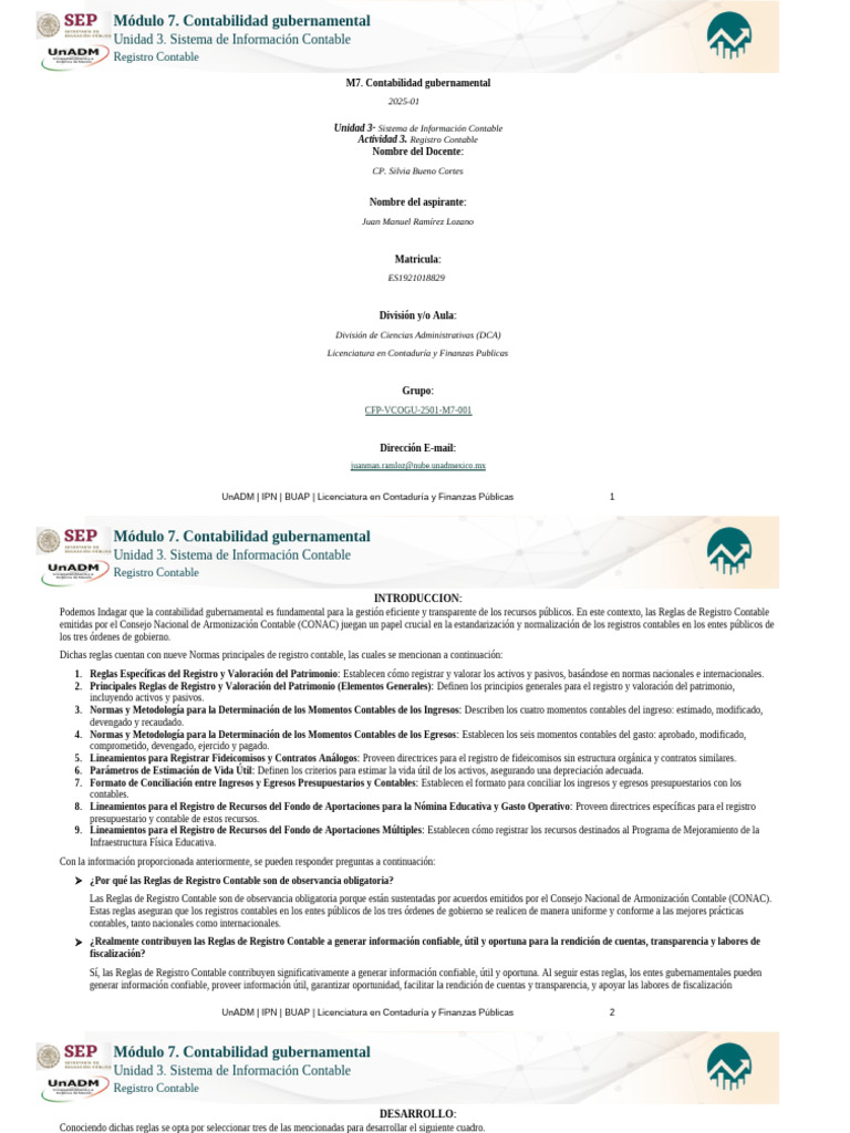 M7 U3 A3 JURL RegistroContable | PDF | Contabilidad | Presupuesto