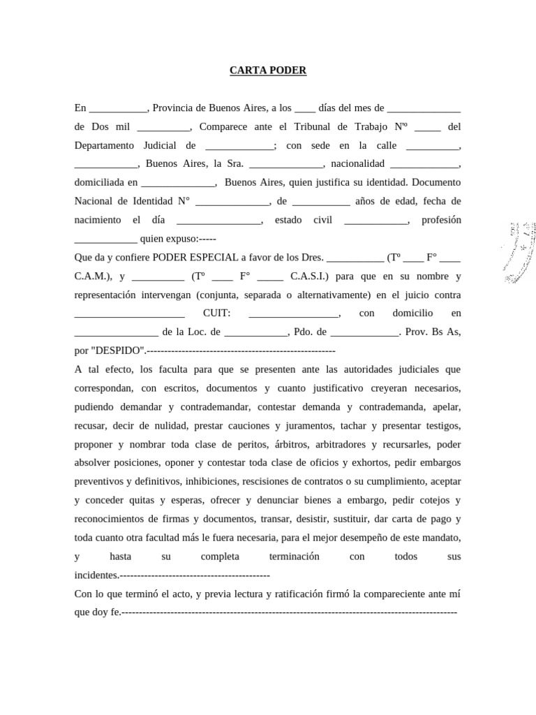 Carta Poder para Completar | PDF