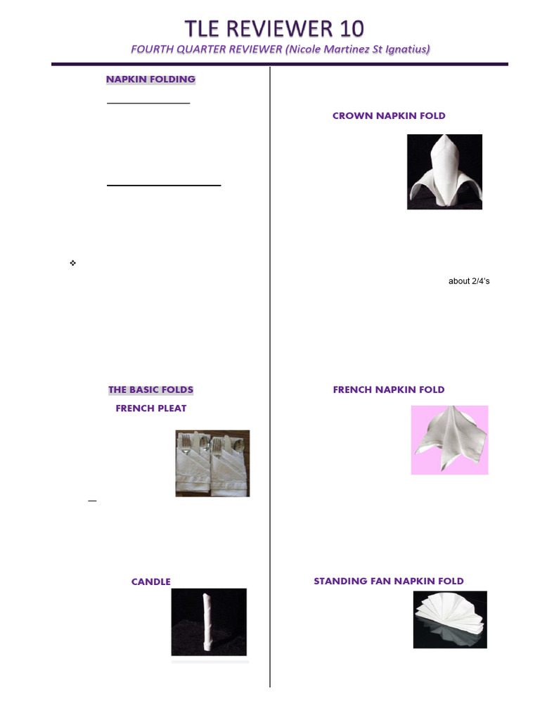 Tle-Reviewer 4th-Qua Nam | PDF | Tableware