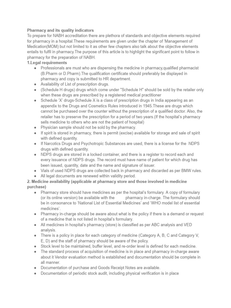 Pharmacy and Its Quality Indicators | PDF | Medical Prescription | Pharmacy