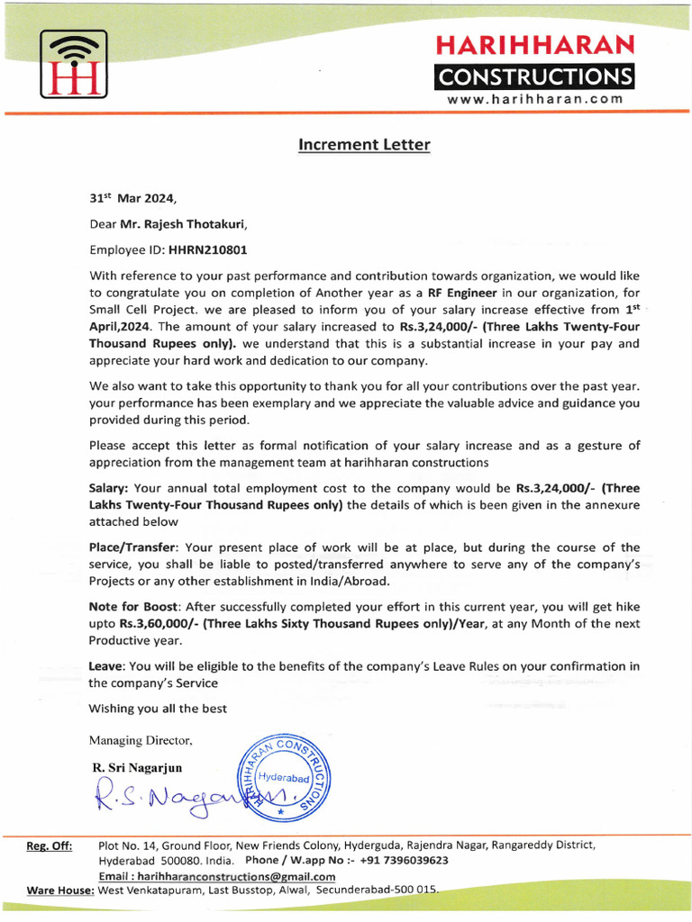 Increment Letter | PDF
