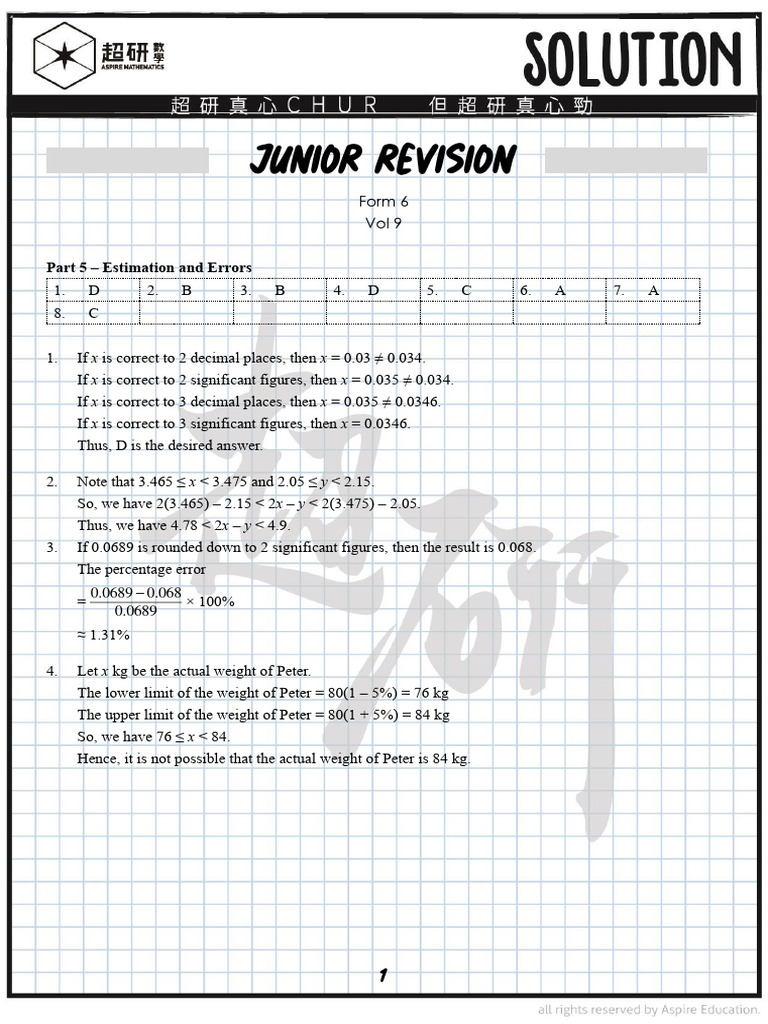 S6 W28 V09 Junior-Revision Ver2023 Homework Solution Ver-2.2 | PDF ...