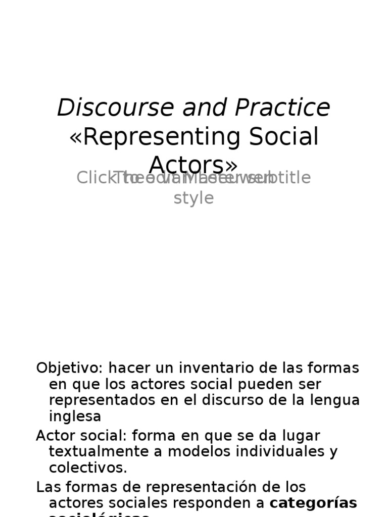 Representation Social Actors Van Leeuwen | Exclusión social | Lingüística