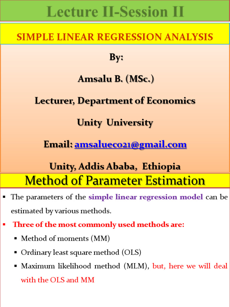Econometrics For Finace Lecture II-Session Two | PDF | Ordinary Least Squares | Regression Analysis