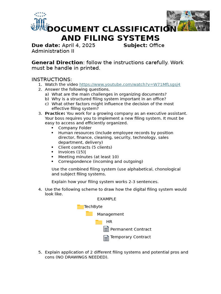 Assessment On Document Classification and Filing System | PDF