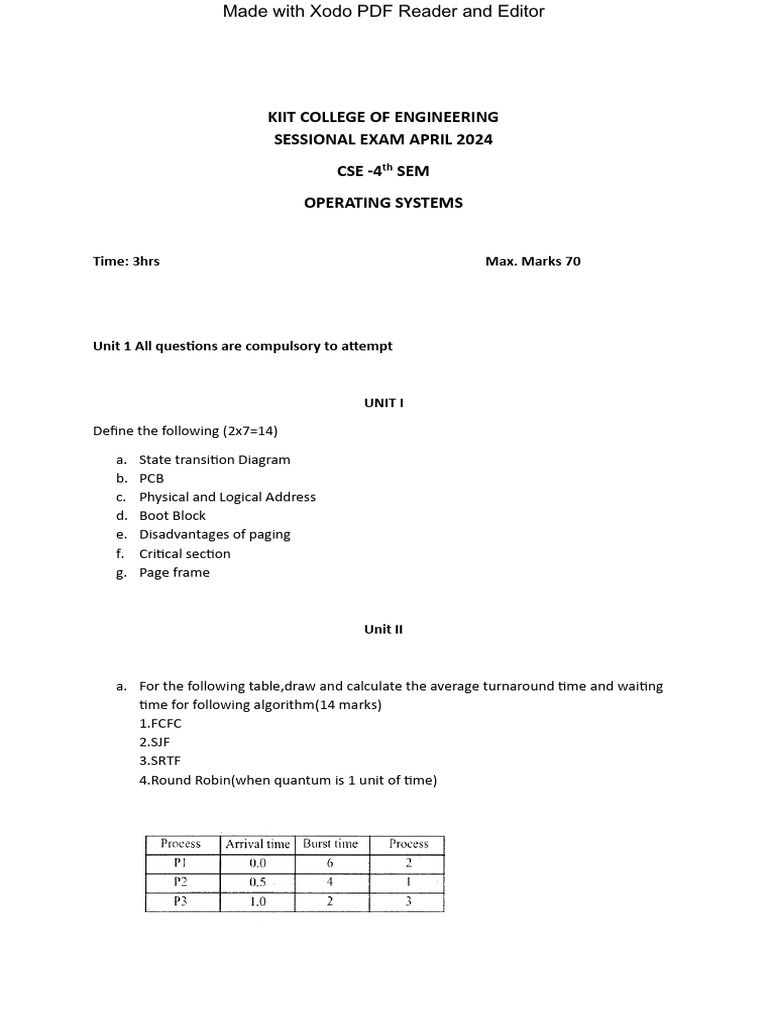 Operating System Paper | PDF