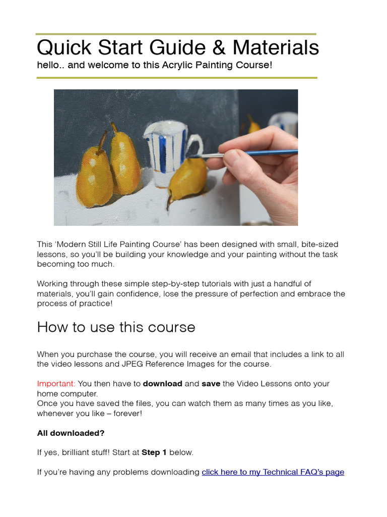 Modern Still Life Getting Started and Materials | PDF | Acrylic Paint ...