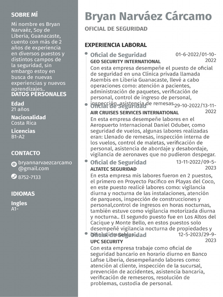 CV2025 Bryan-1-20 | PDF | Gobierno