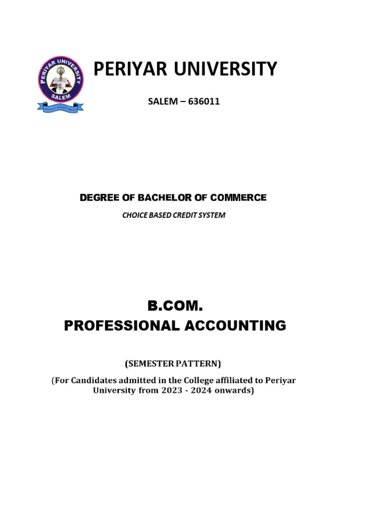 B.Com Professional Accounting Syllabus | PDF | Knowledge | Course Credit