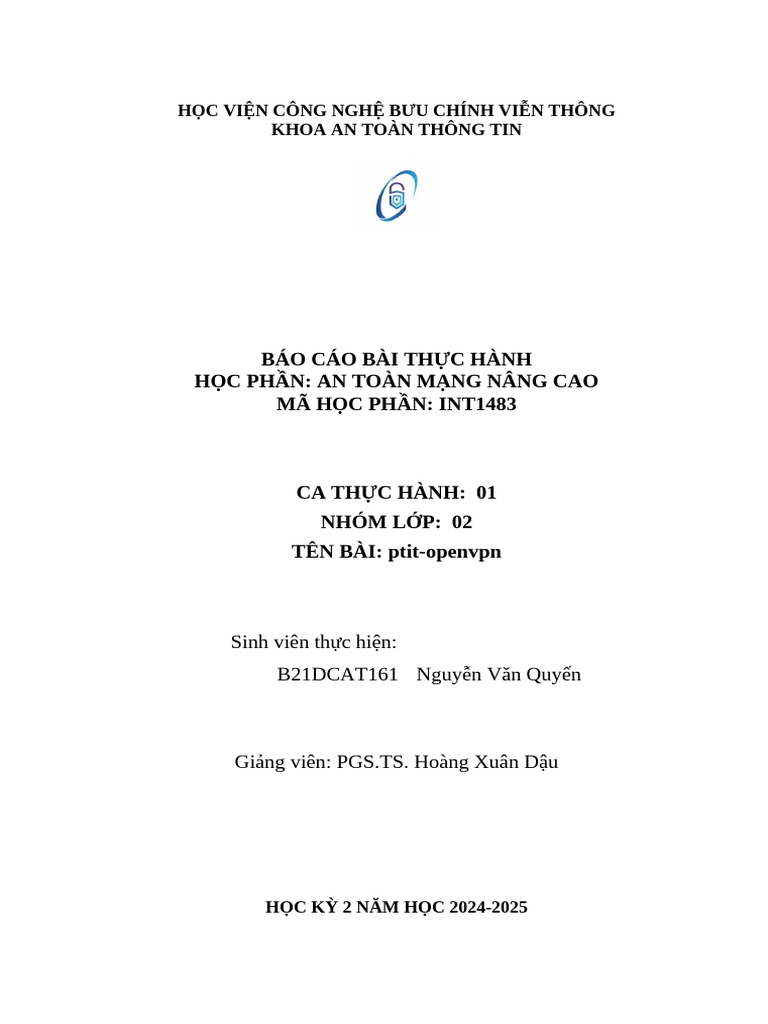 B21DCAT161 Ca TH01 Bài 1 Ptit Openvpn | PDF