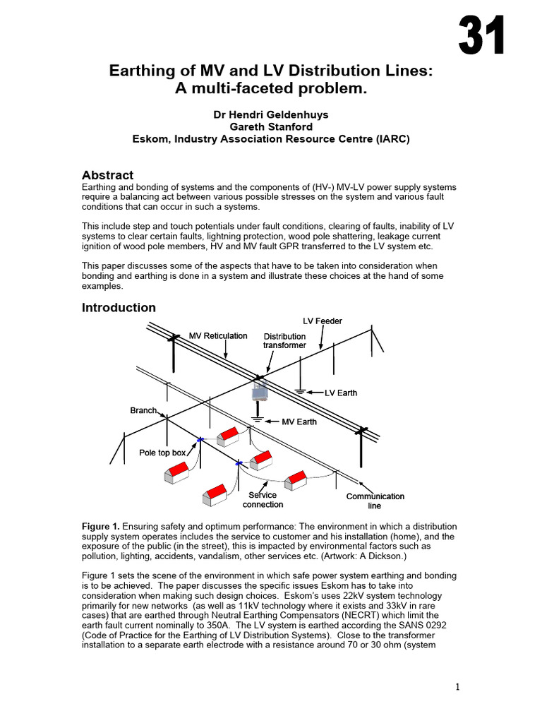Earthing of MV and LV Distribution Lines | PDF | Insulator (Electricity ...